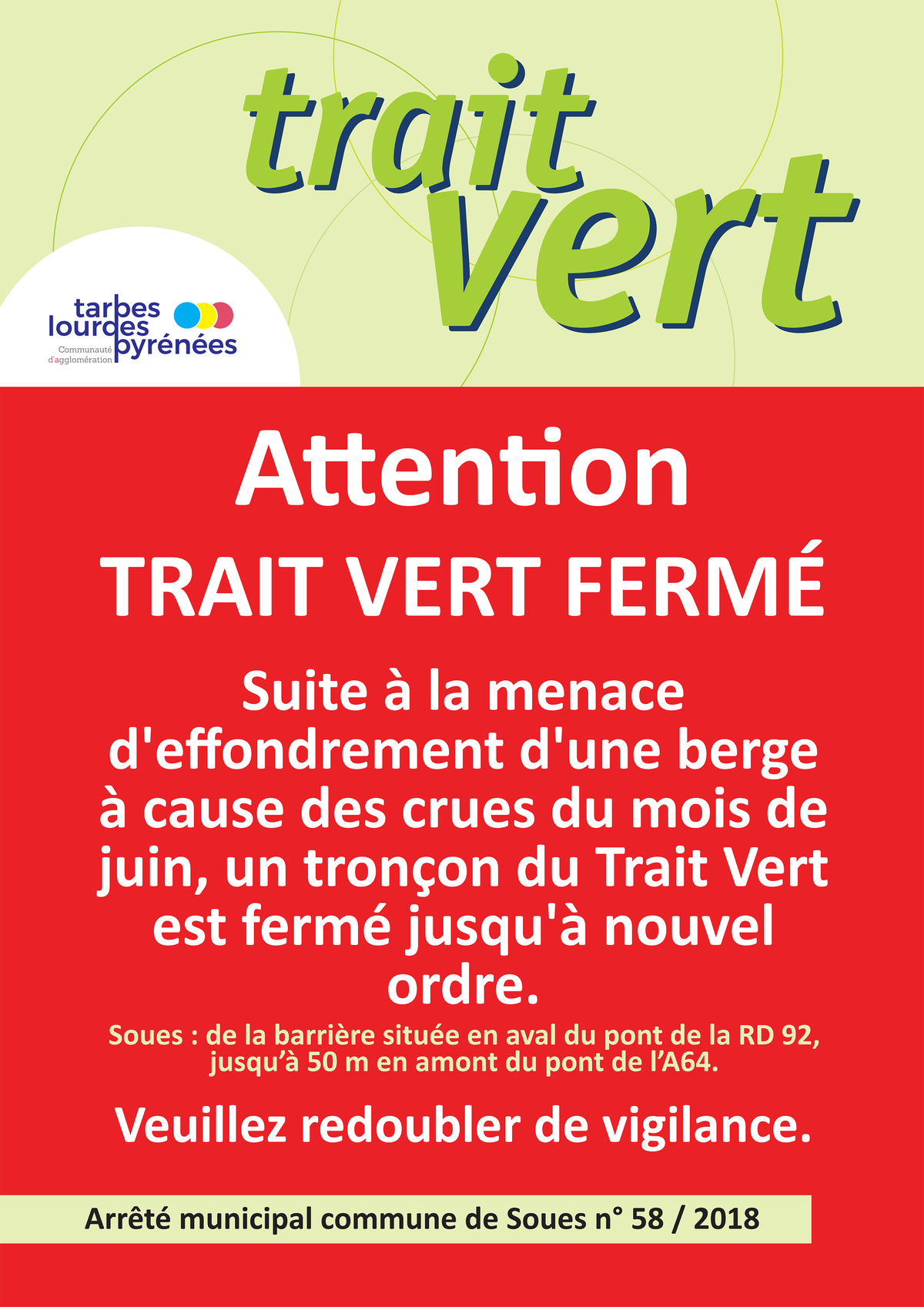 Soues : portion du Trait Vert ferm | Agglo TLP